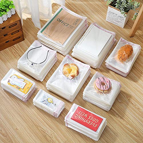 LISM 1000 Pack 6" x 8" Thick Clear Plastic Resealable Cellophane Adhesive Self Seal Bags 1.6 Mil Heavy Duty Packaging Envelopes Prints Photos Cards Gifts Cello Poly Bags