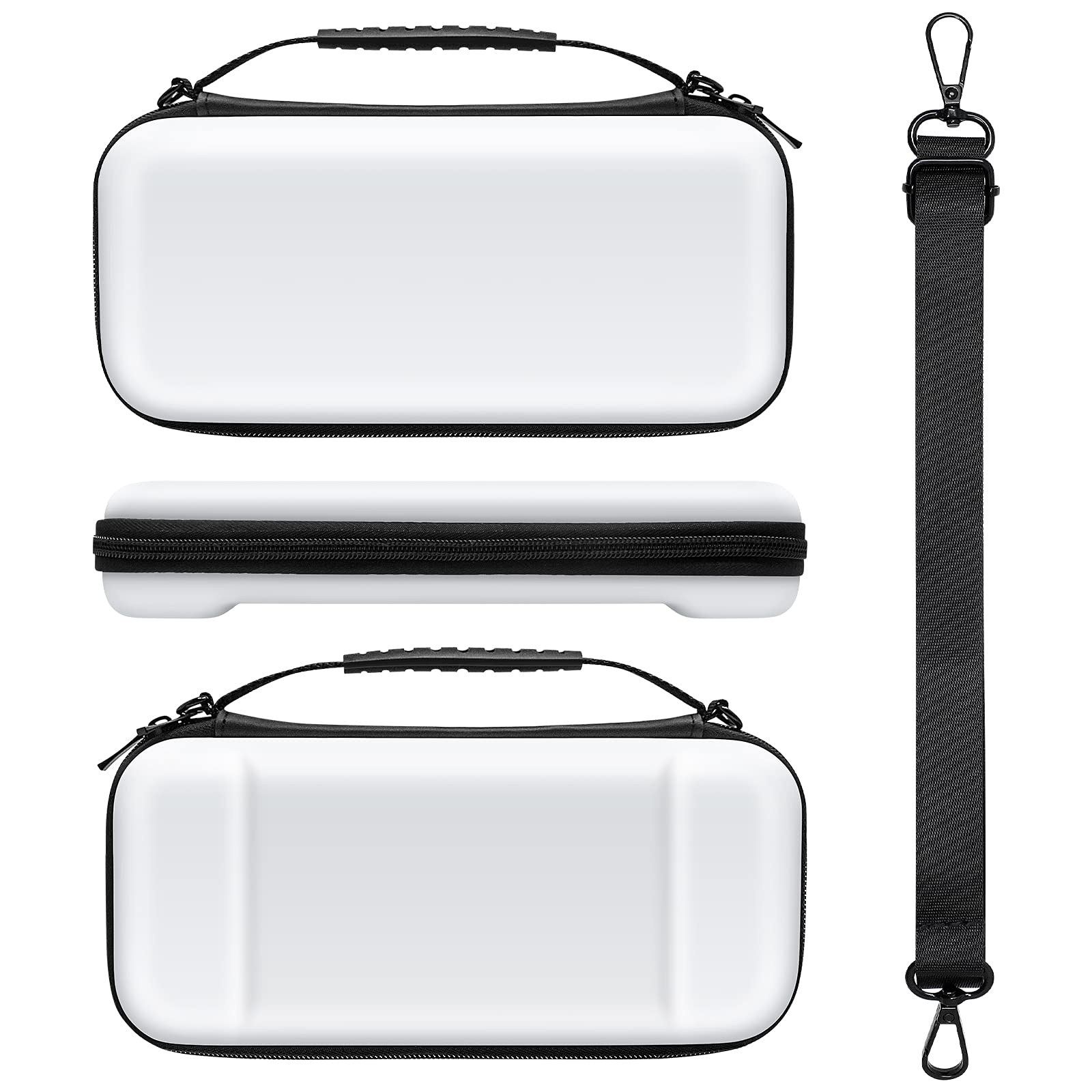 All in 1 Accessories Kits for Switch OLED 2021 Model:Case & Screen Protector, Hand Grips & Racing Wheels for Joy con, Controller Charger Dock, Carrying Case & More -White