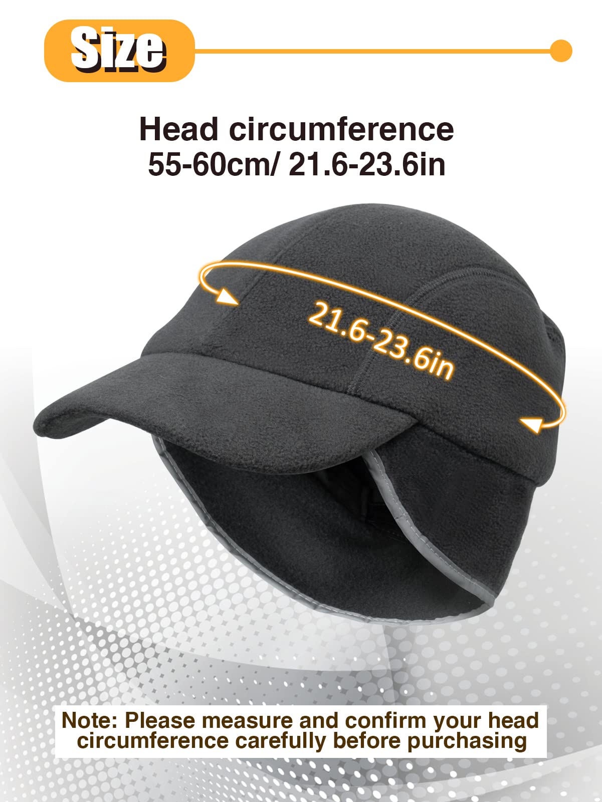 2 PCS Fleece Ponytail Hat, Reflective Women Winter Hats with Drop Down Ear Warmer, Soft Elastic Warm Caps for Outdoor Running Walking Yoga (Dark Grey + Black)