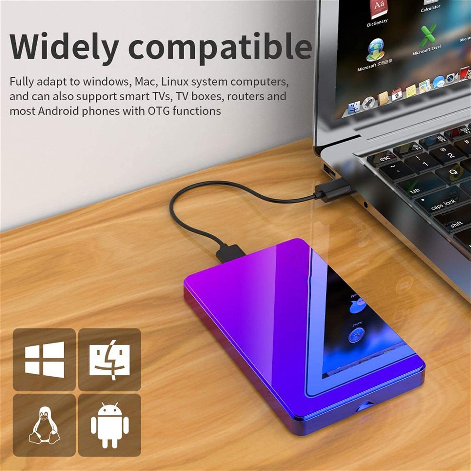 SUYING HDD External Hard Drive 2tb / 500gb / 120gb / 80gb, USB 3.0 Portable Mobile Backup Storage Hard Drive, Suitable for Pc Desktop, Ps4, Laptop, Xbox, Smart Tv (320GB,Blue)