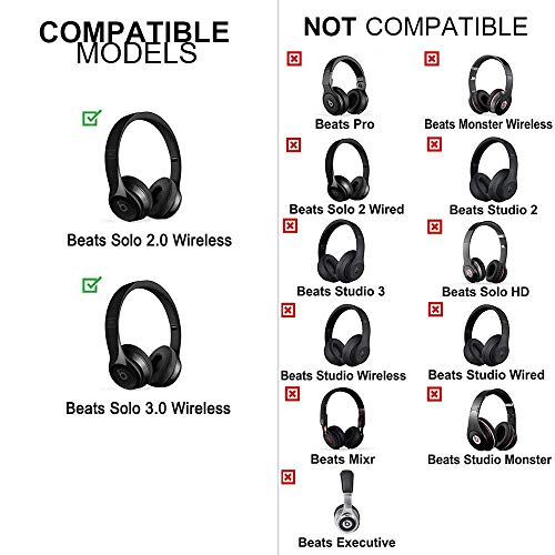 Cushion Pads for Beats Headphones, Replacement Memory Foam Soft Leather Covers Compatible for Solo 2 & 3 Wireless On-Ear Headphones (White)
