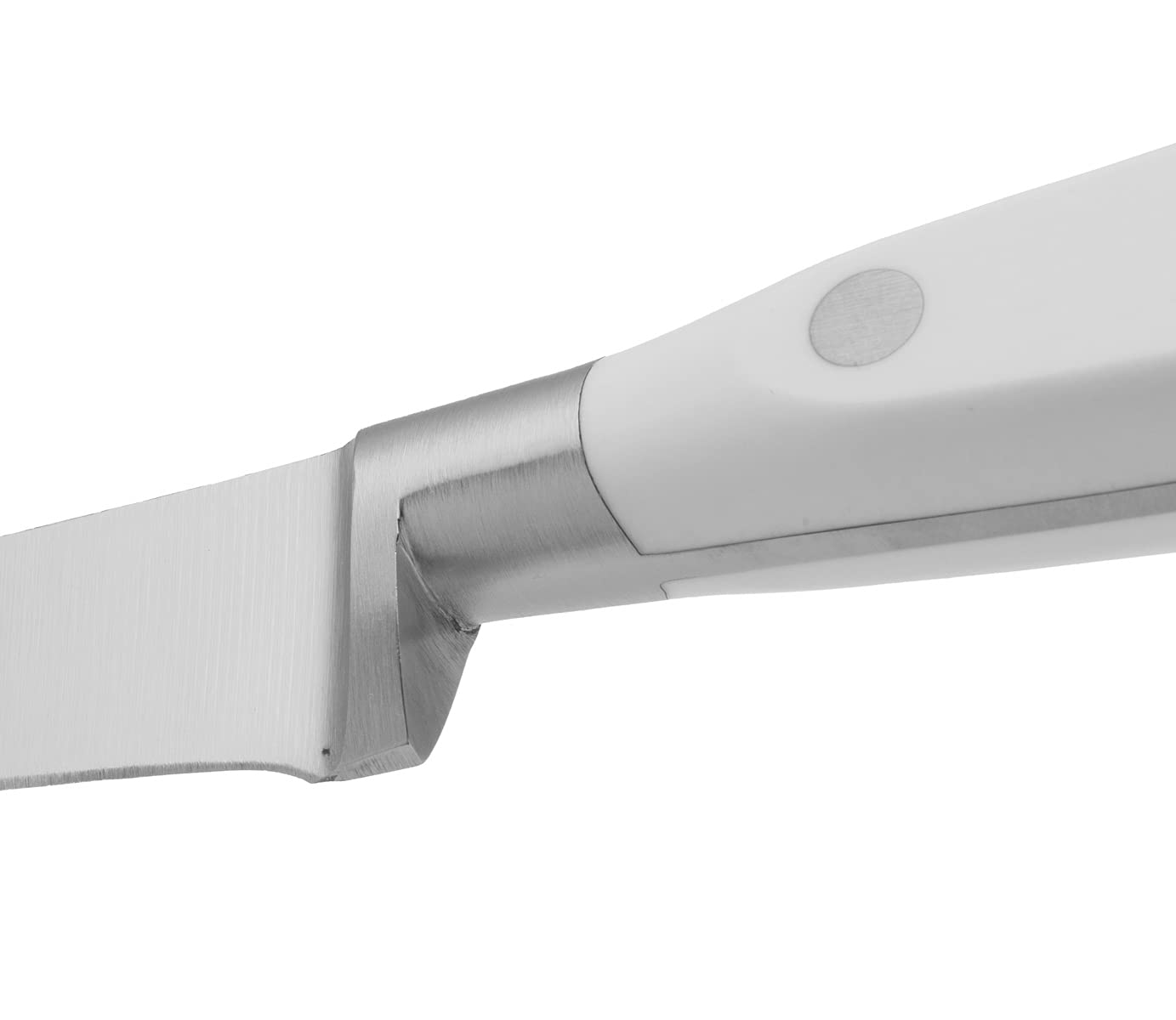 ARCOS Forged Slicing Knife / Ham Knife 10 Inch Nitrum Stainless Steel and 250 mm blade. Ergonomic Polyoxymethylene POM Handle. Series Riviera Blanc. Thin blade with a characteristic smooth edge. Color White.