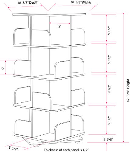Kings Brand Furniture - 4-Tier Revolving Bookcase Bookshelf, Media Storage Cabinet, Black