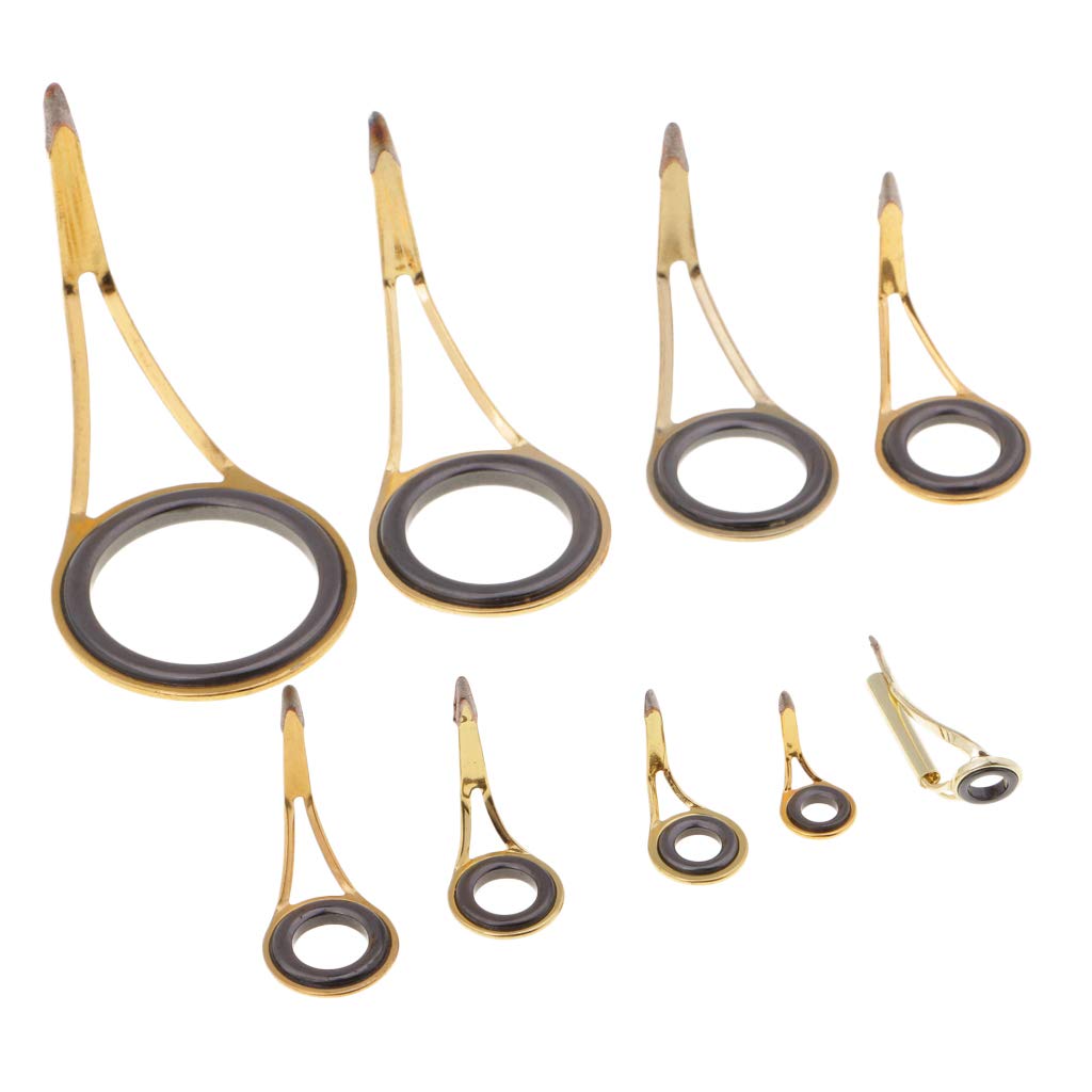 18 Pieces Fishing Rod Guides Tip Set for Rod Building Repair Kit 9 Sizes