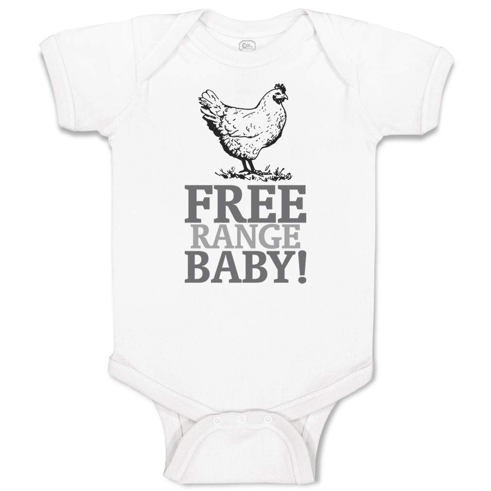 Baby Bodysuit Free Range Baby! Chicken Farm Funny Cotton Boy & Girl Baby Clothes White Design Only 6 Months