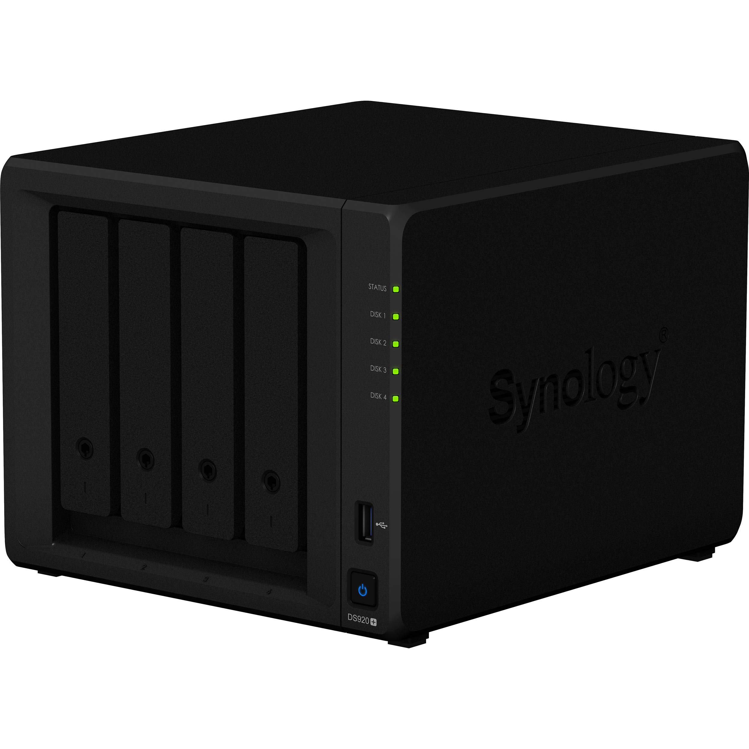 Synology DiskStation DS920+ NAS Server for Business with Celeron CPU, 8GB DDR4 Memory, 1TB M.2 SSD, 8TB HDD, DSM Operating System