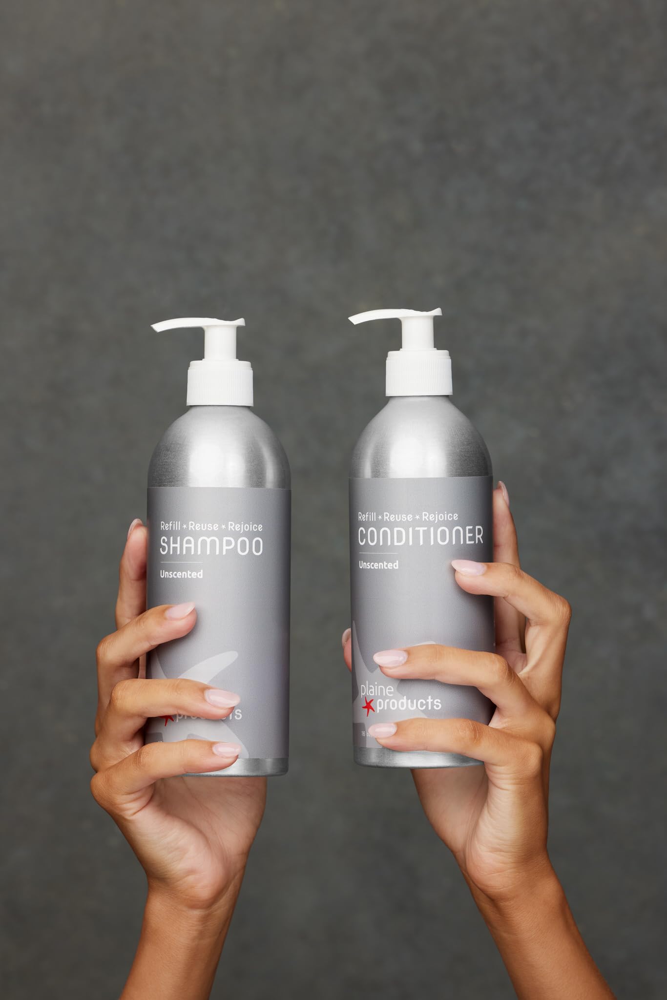 Eco-Friendly Shampoo and Conditioner - Unscented - Sulfate Free, 16 oz (Refillable Bottles with Pumps)