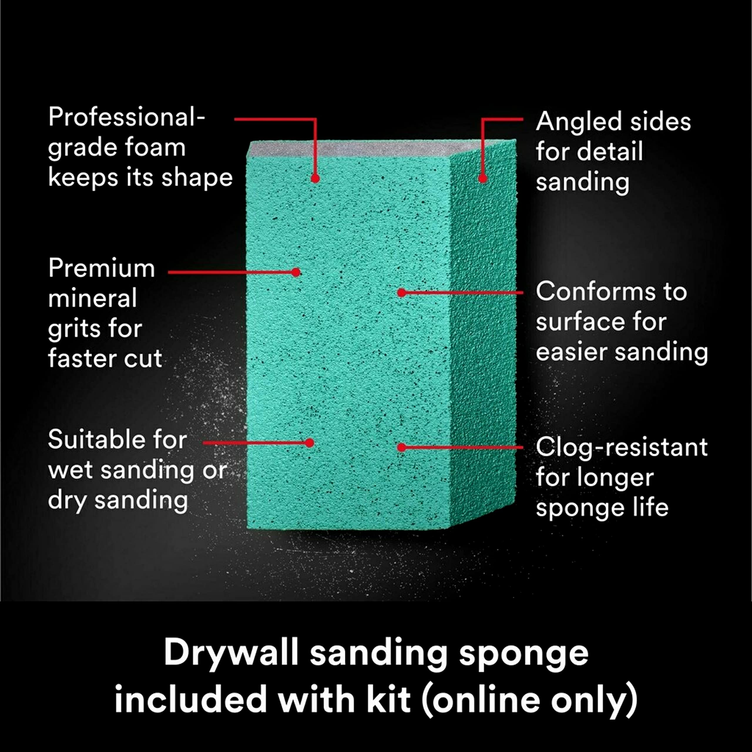 3M High Strength Small Hole Repair Kit, Inlcudes Spackling Compound, Putty Knife, Sanding Sponge, and Self-Adhesive Patch, For Hole Repairs Up To 3" in Diameter, Easy Wall Repair (SHR-SIOCKIT)