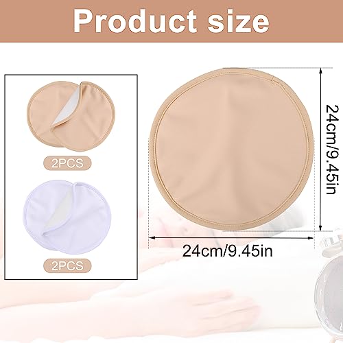 4pcs Castor Oil Breast Pads, Reusable Castor Oil Pack Wrap for Breast Washable Castor Oil Nursing Pads for Relaxing Prevent Leakage Castor Oil Not Included (Khaki, White)