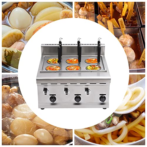6 Holes Commercial Noodle Cooking Machine Propane Gas Noodle Pasta Desktop Cooker Ramen Cooker Kitchen Stainless Steel Noodle Machine for Restaurants,Noodle Shops