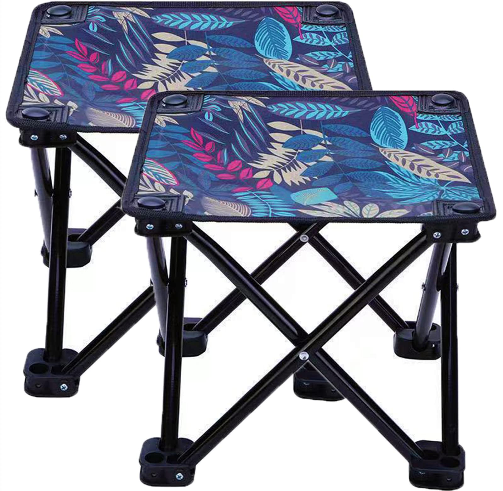 2 Pack 11 Inch Camping Stool Camping Chair with Big Pocket, Bearing 333 lbs, 1 Second Open and Close, Best Small Folding Chair Camping Foot Rest for Outdoor