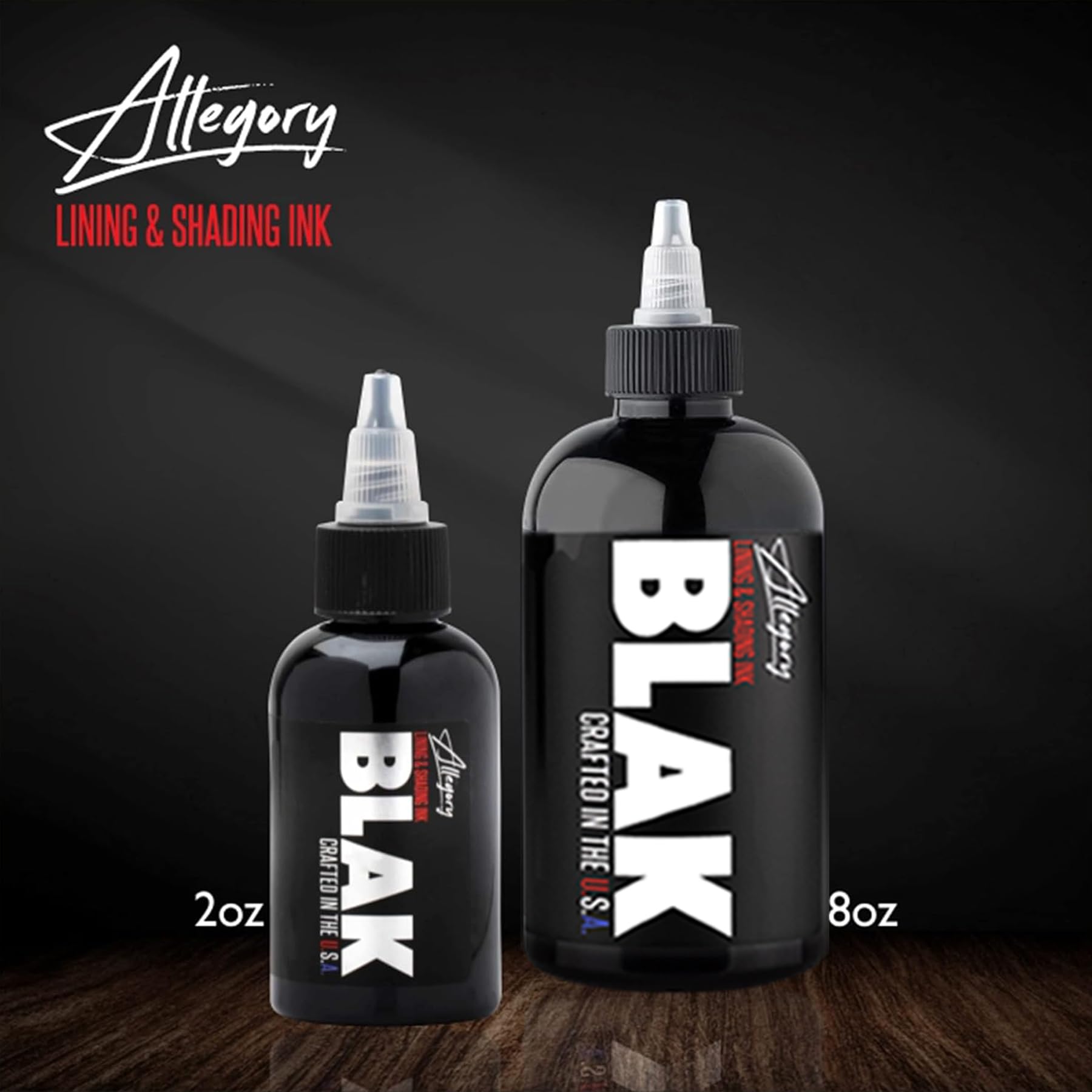 Allegory Tattoo Ink β Blak, Premium Black Tattoo Ink, Perfect for Lining and Shading, Smooth, Consistent Pigment, Vegan Friendly Tattoo Color, Organic Ink, Crafted in The USA, 8 oz