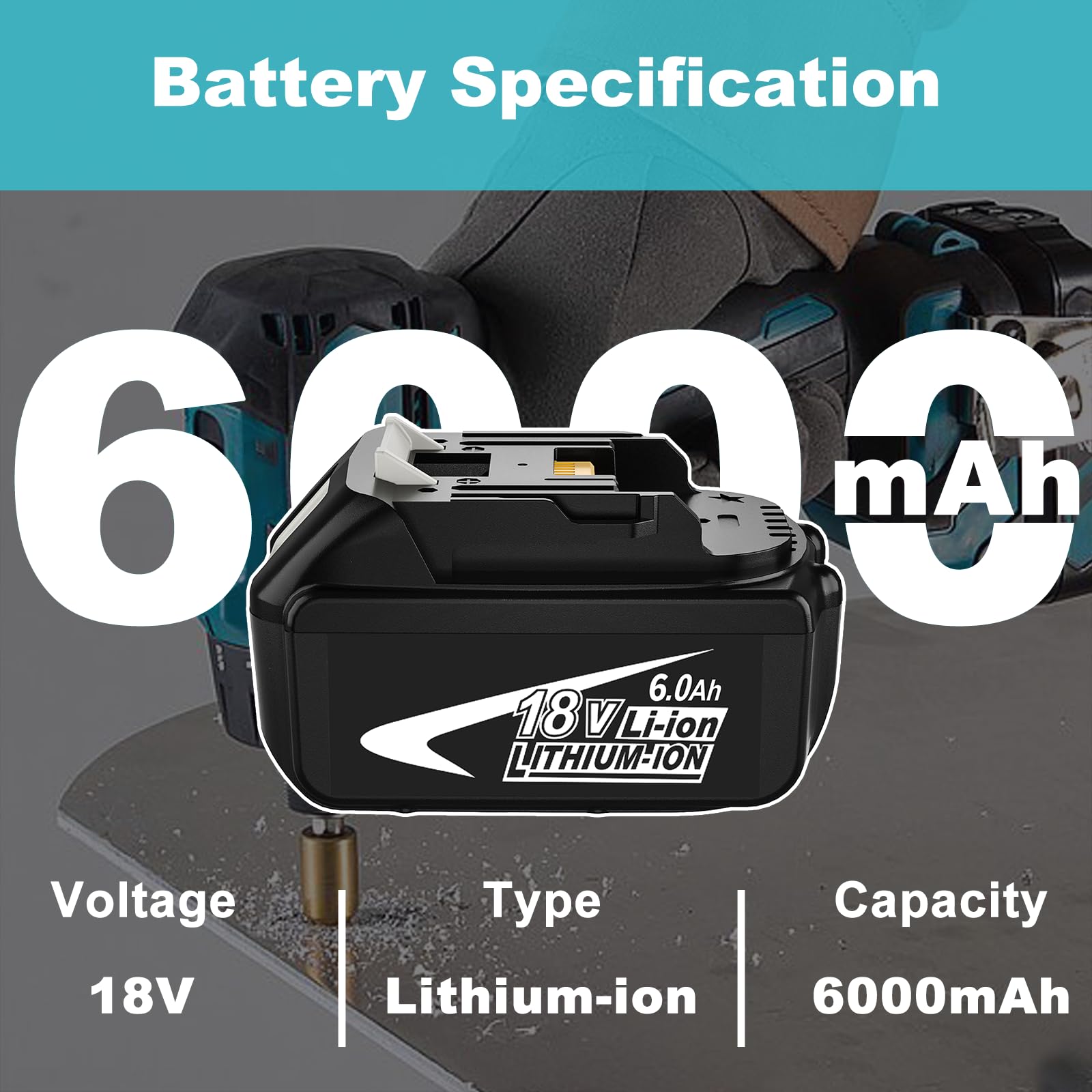 2Packs BL1860B 18 Volt 6.0Ah Replacement Battery Compatible with 18V Lithium ion Battery BL1860 BL1850B BL1850 BL1840 BL1830 BL1820 BL1815B LXT400 with LED Indicator Cordless Power Tools (White)