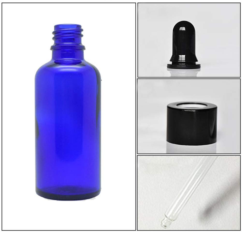 3 Pack 100ml/3.5oz Cobalt Blue Glass Bottles with Glass Eye Droppers Empty Refillable Essential Oils Perfume Dropper Dispenser Sample Travel Makeup Container Storage Vias for Travel Aromatherapy Lab