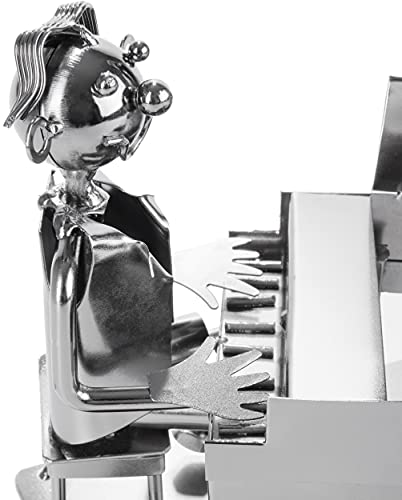 BRUBAKER Wine Bottle Holder 'Piano' - Table Top Metal Sculpture - with Greeting Card