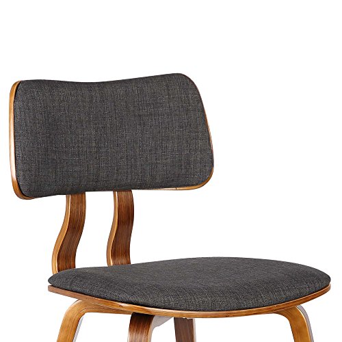 Armen Living Jaguar Dining Chair in Charcoal Fabric and Walnut Wood Finish,Charcoal/Walnut Finish 20D x 18W x 29H in