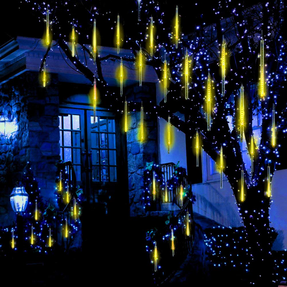 AKNMSOY LED Meteor Shower Lights,Falling Rain Drop Lights,Icicle Lights with Waterproof 11.8inch 8 Tubes SMD2835 192LEDs for Party Wedding Holiday Christmas Decoration