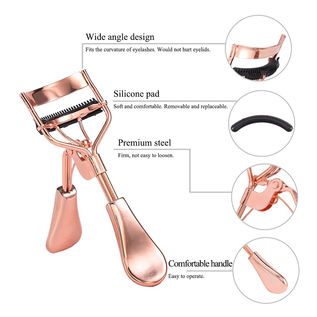 Uranian Beauty Eyelash Curler Comb Eyelash Curlers with 2 Silicone Refill Pads Premium Lash Curler Makeup Tool for Women and Girls