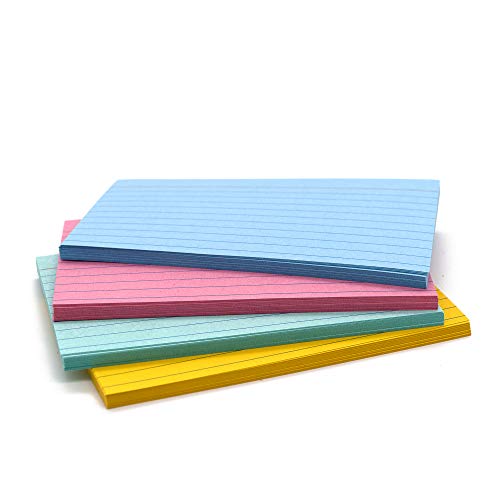 Emraw Ruled Colored Index Card Plain Back 3βx5β β For School, Home & Office (Pack of 200 Count)