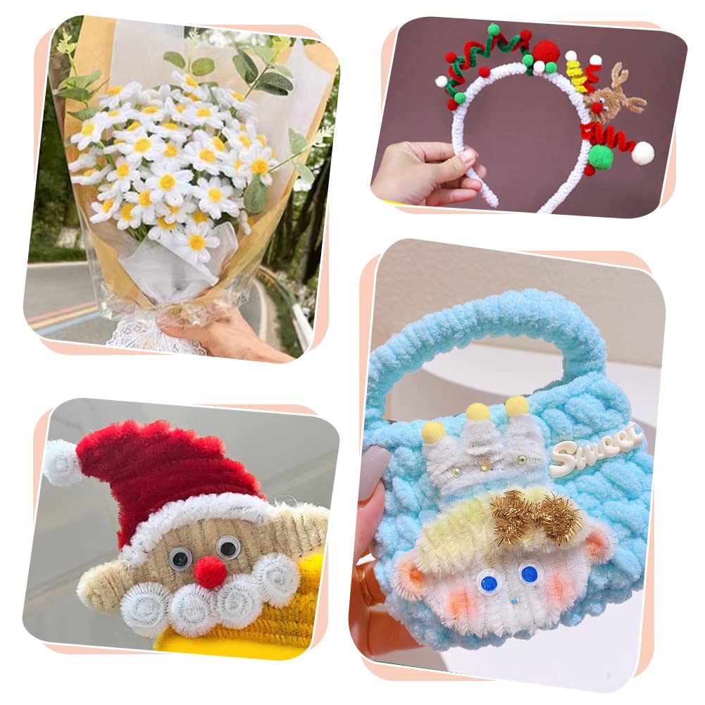 130 PCS Pipe Cleaner Chenille Stem,White Pipe Cleaner for Crafts Handy Disposable Cleaning Tool - 6mm x 12" for DIY Art Craft Decorations