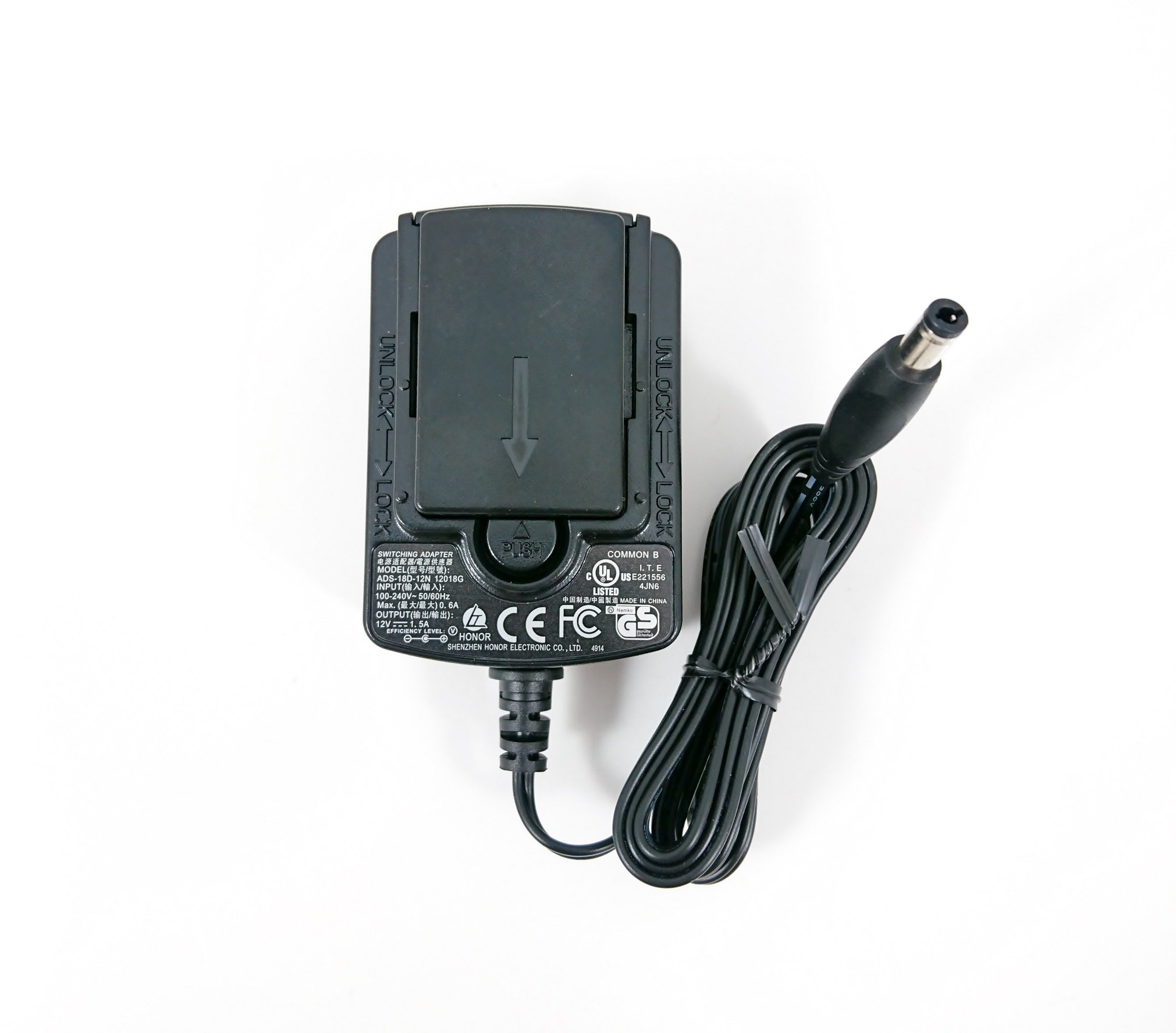 ADS-18D-12N 12V 1.5A AC/DC Switching Power Adapter with Removable US/EU/AU/UK/KR Plug for Seagate WD Samsung External Hard Drive
