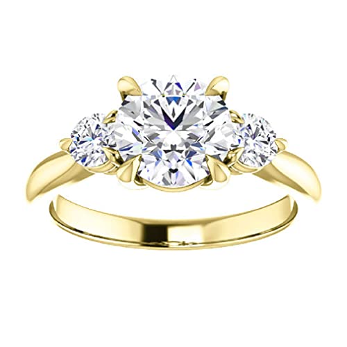 14K Gold 3 CT Round Cut VVS1 Colorless Moissanite Engagement Ring for Woman Bridal Set Handmade Diamond Wedding, Anniversary Rings for Gift (4)