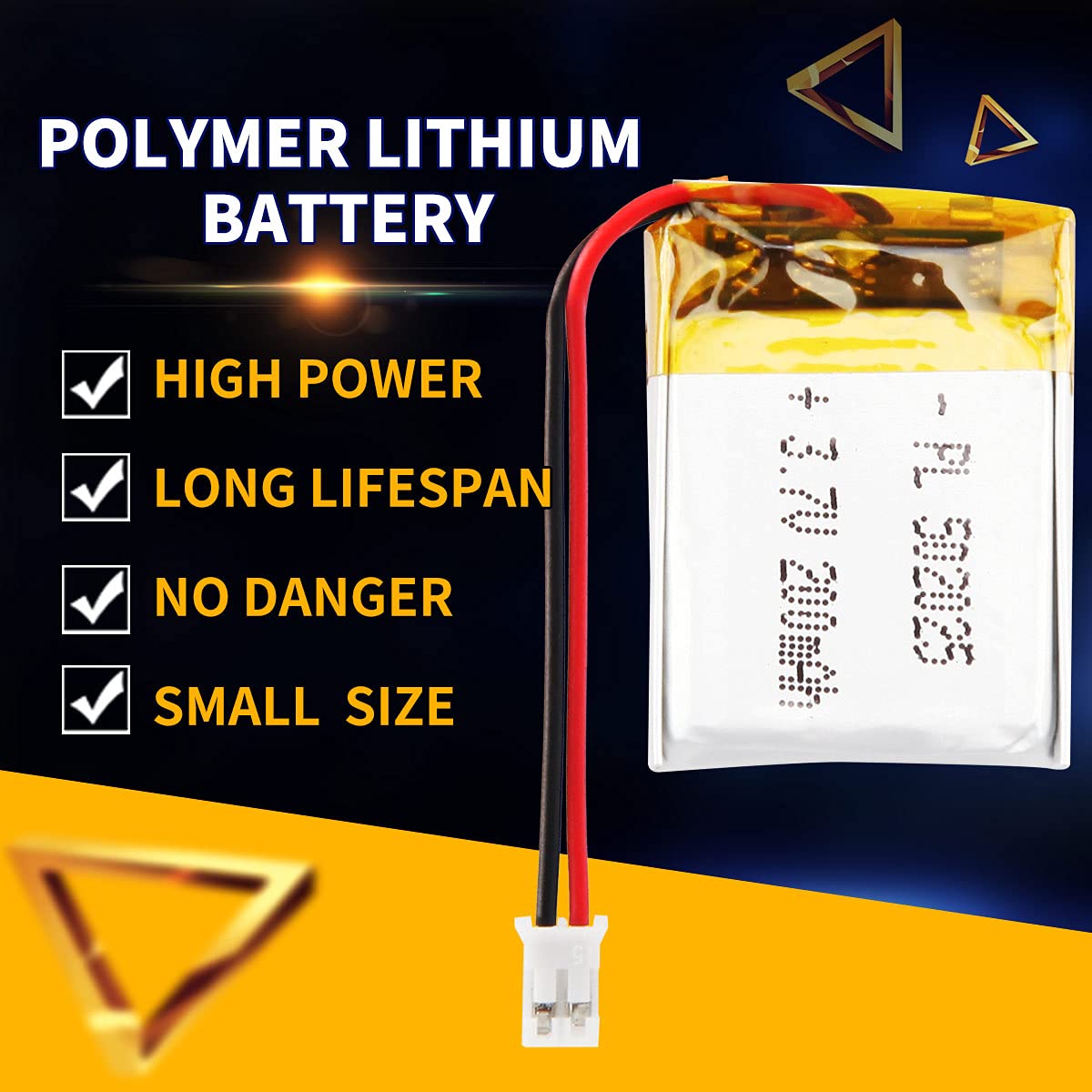 AKZYTUE 3.7V 200mAh 502025 Lipo Battery Rechargeable Lithium Polymer ion Battery Pack with PH2.0mm JST Connector…