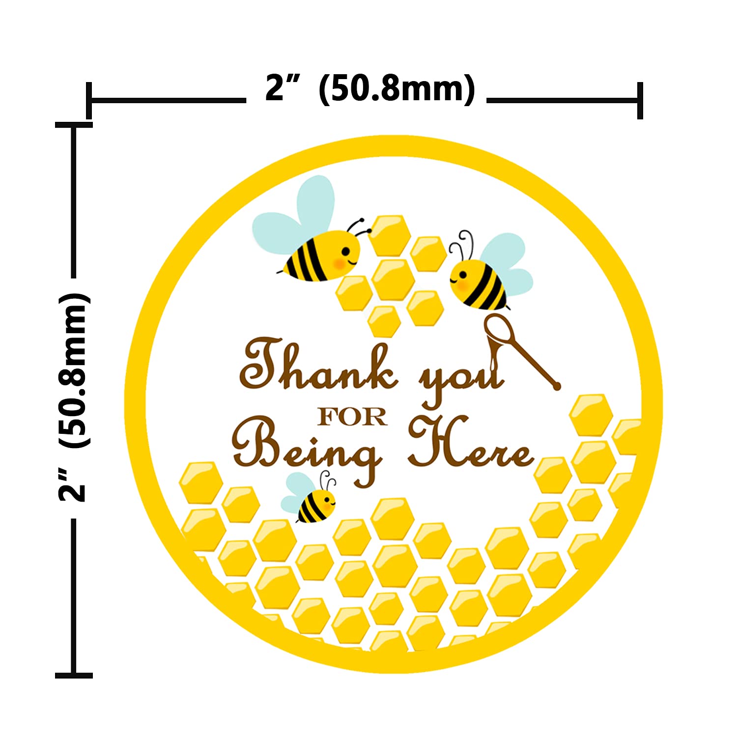 Top label Thank You for Being Here Honey Label,Bumble Bee Baby Shower Favor Stickers,2 Inch 160 Pcs Per Pack