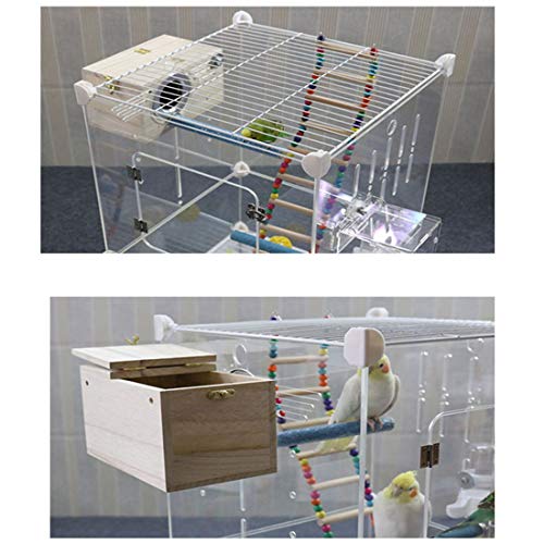 PINVNBY Parakeet Nesting Box Bird House Wood Breeding Box Parrots Mating Box for Lovebirds,Cockatoo,Budgie, Finch,Canary and Medium-Sized Birds(XL)