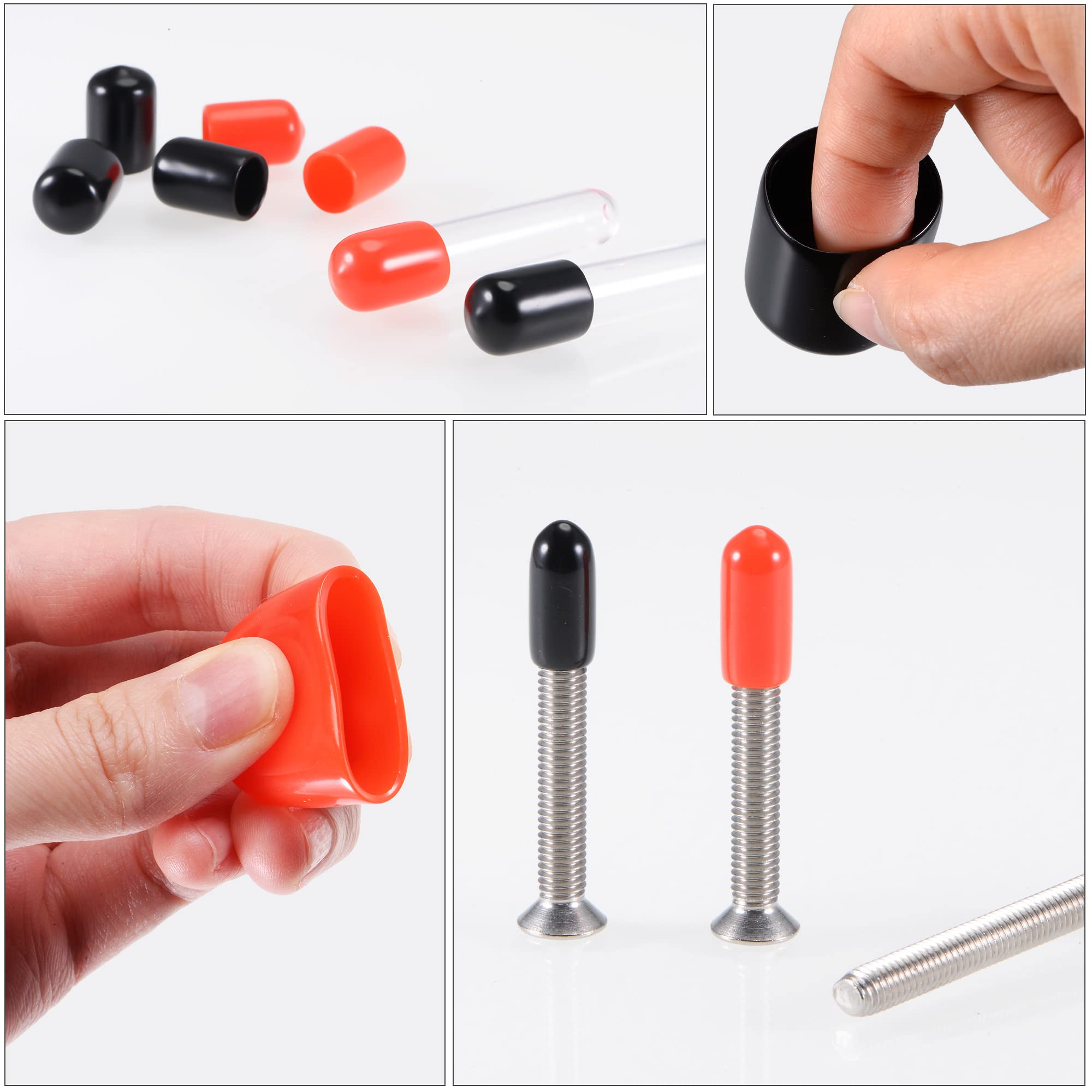 166 Pieces Rubber End Caps for Screws Bolts Rubber Screw Covers Bolt Caps Vinyl Caps Rubber Caps in 10 Sizes from 2/25 to 4/5 Inch (Black)
