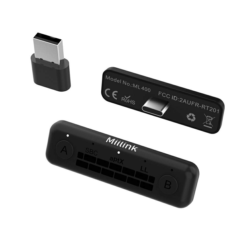 1Mii Bluetooth Adapter for Nintendo Switch/PC/PS5/Laptop, Wireless Audio Bluetooth 5.0 Transmitter aptX Low Latency for Bluetooth Headphones Earbuds Speakers Only