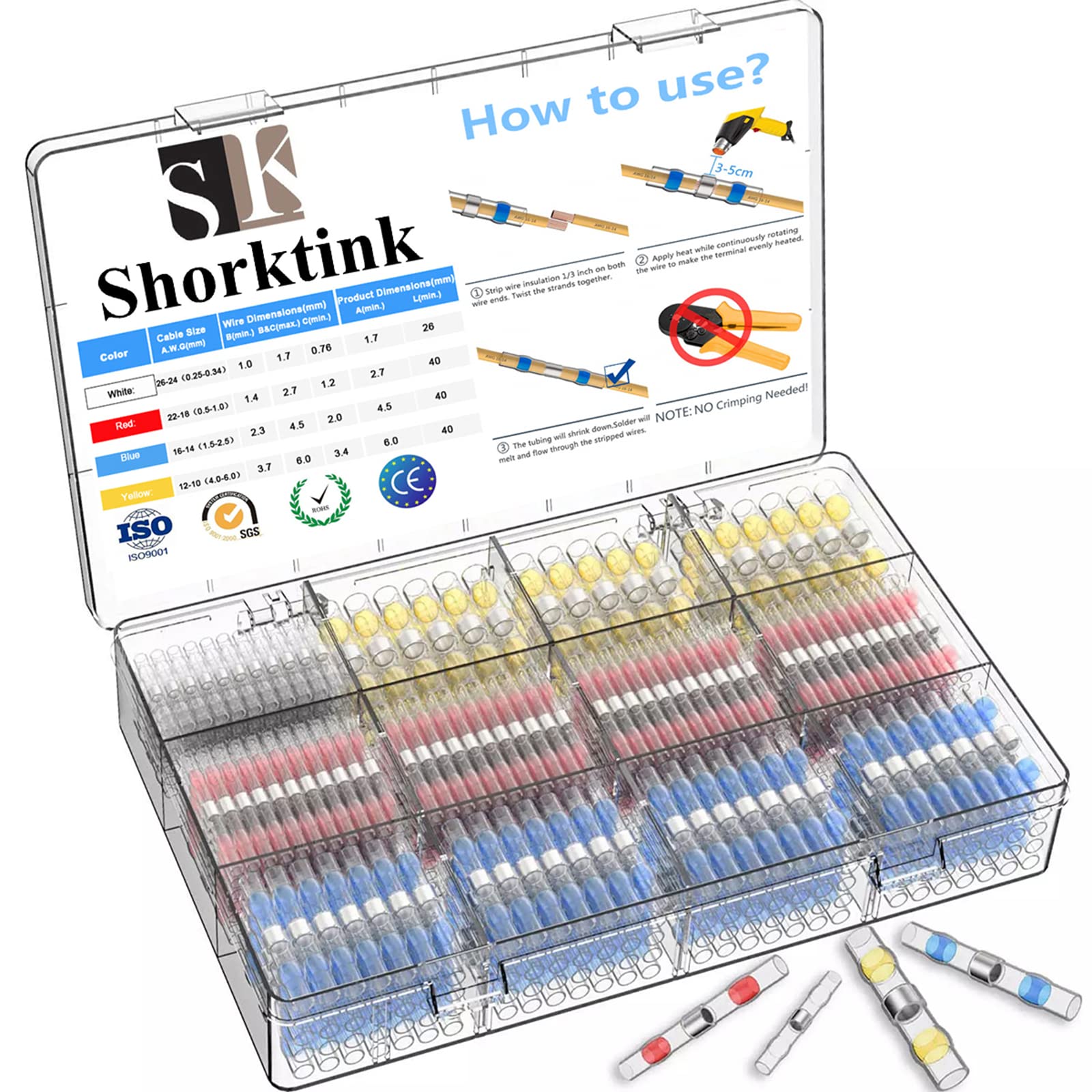 120 PCS Heat Shrink Butt Connectors,Heat Shrink Wire Connectors,Waterproof Wire Connectors,Electrical Connectors Kit,Can be Ideal Used in Marine and Automobile Applications
