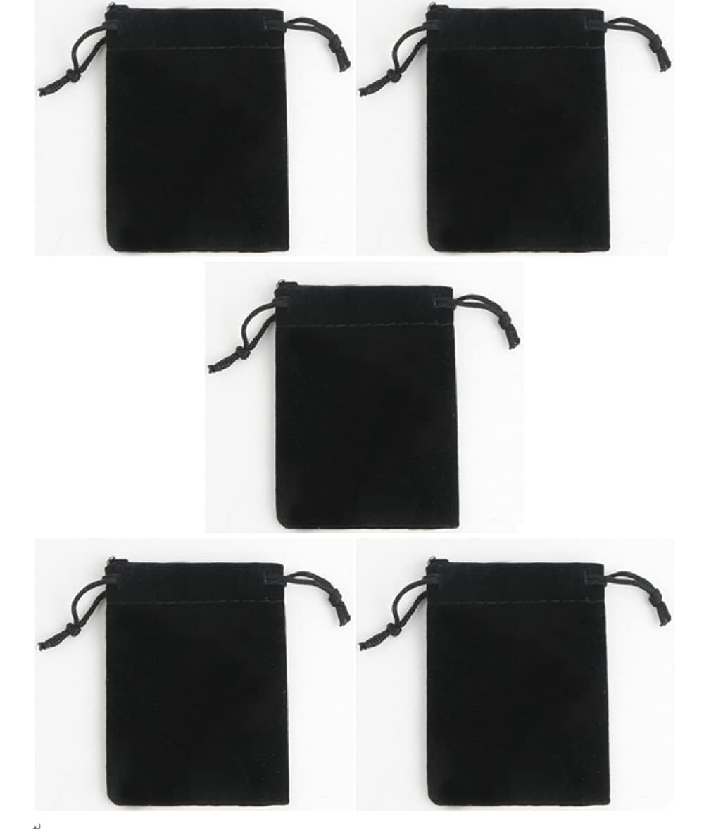 HORNO 5 Pack Black Velvet Travel Carry Headphones Pouch Bag with Drawstring