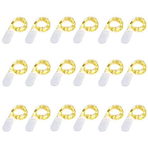 18 Pack Fairy Lights Battery Operated 6.6ft 20 Led Mini String Lights Silver Wire Starry Lights for DIY Wedding Party Festival Halloween Christmas (18 Pack, Warm White)
