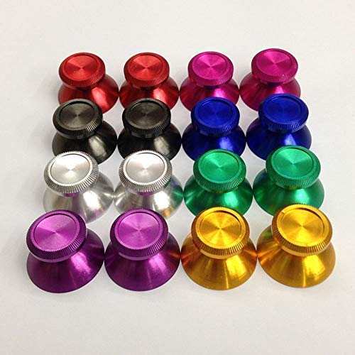 2PCS Aluminum Metal Analog Joystick Thumbstick Rocker Mushroom Caps Button for PS4 Xbox One Replacement (Red)