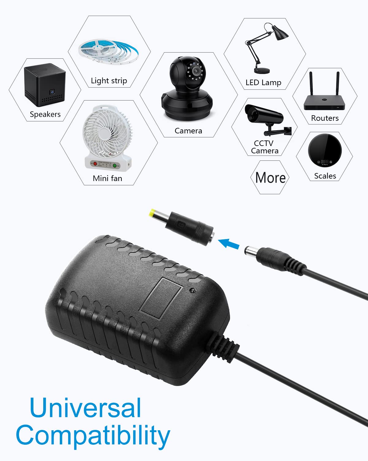 ALITOVE 12V 2A Power Supply Adapter DC 12 Volt 24W 2000mA 1.8A 1.5A 1.2A 1A Power Converter Transformer with 5.5x2.5 5.5x2.1 5.5x3.0 5.5x1.7 4.8x1.7 4.0x1.7 3.5x1.35 3.0x1.1 2.5x0.7 6.3x3.0 10 Tips