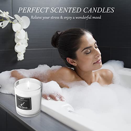 AROMART Scented Candle Set 3 Pack Long Lasting Natural Soy Candles for Home Scented with 8% Essential Oil for Stress Relief Peony, Jasmine, Lavender Candle Aromatherapy Gifts for Women (4.5Oz Each)