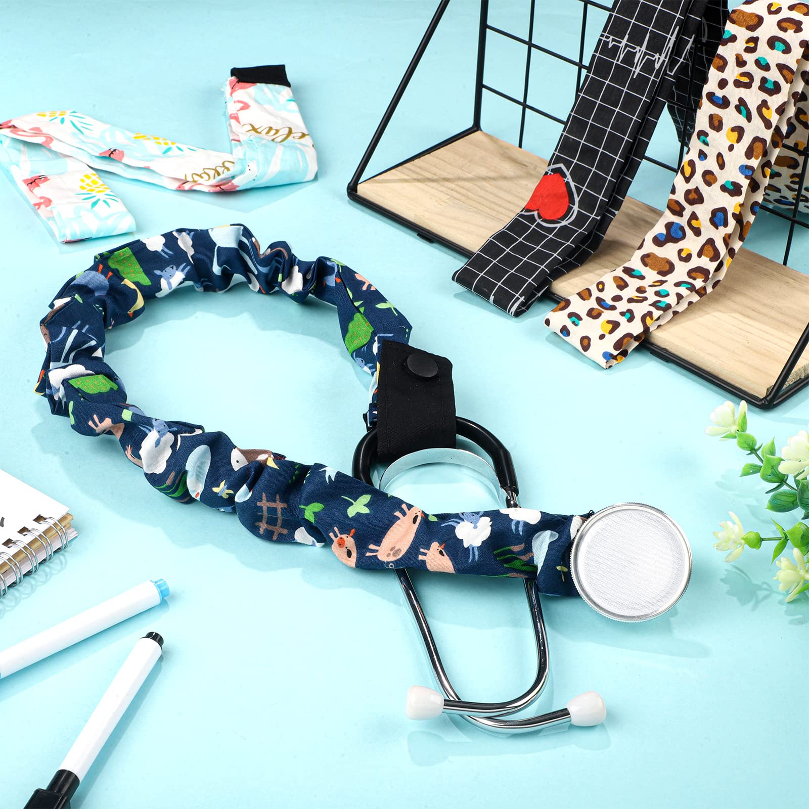 4 Pieces Stethoscope Covers with Removable Tube Handmade Stethoscope Accessories for Nurses Doctors (Bright Style)