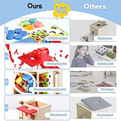 Asweets 8 in 1 Montessori Toys for 1 Year Old Includes Object Permanence Box,Montessori Coin Box,Carrot Harvest Game,Matchstick Color Drop Game,Ball Drop Learning Toys for 6-12 Months