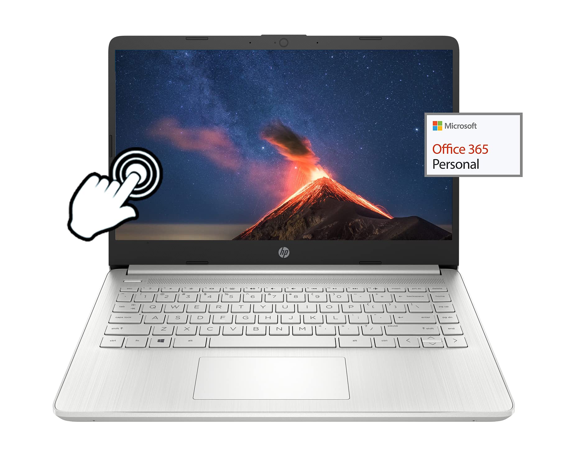 HP 14" Touchscreen Ultra Light Laptop, Micro-Edge HD Display, AMD 3050U(Up to 3.2GHz), 16GB RAM, 64 GB eMMC+128GB SSD, 1 Year Office 365, Webcam, HDMI, WiFi, w/GM Accessories