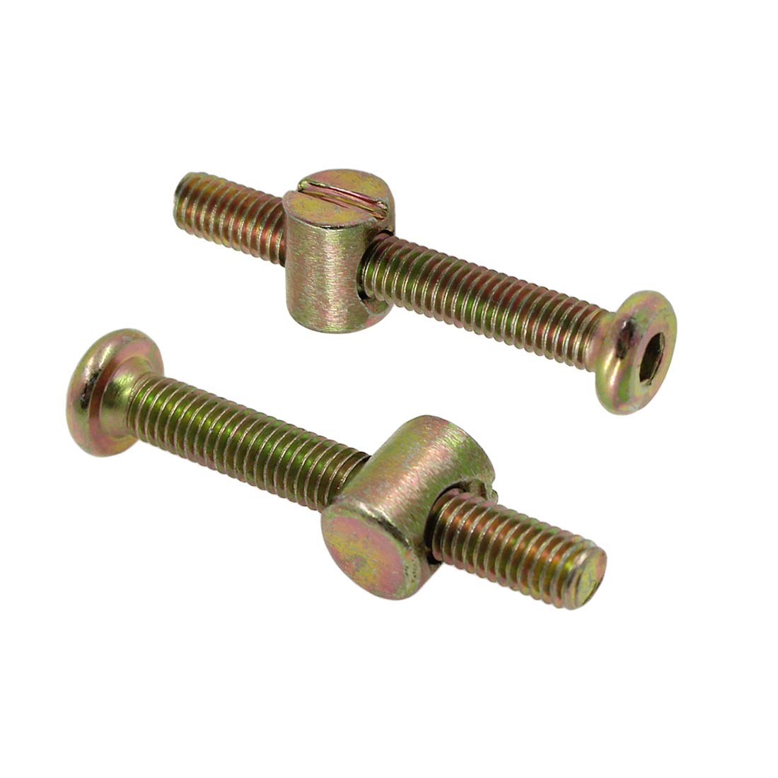 Eilumduo 20 Sets Crib Screws and Bolts, M6 x 45mm Zinc Plated Hex Socket Head Cap Screws Bolt Nuts, Barrel Bolt Nuts Hardware Replacement Kit for Furniture Cots, Beds Crib, Chairs (Slotted Barrel Nut)