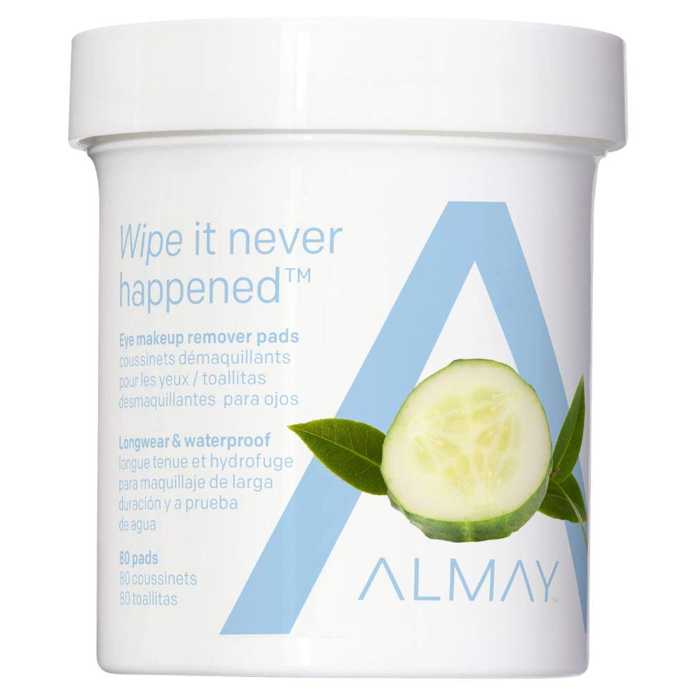 Almay Longwear & Waterproof Eye Makeup Remover Pads, Hypoallergenic, Cruelty Free, Ophthalmologist Tested, 80 Pads
