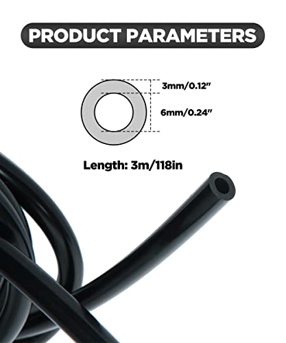 AOCISKA 10 Ft Silicone Vacuum Tubing,Universal High Performance Automotive Silicone Vacuum Tubing Hose line,1/4" Inner Diameter Hose,automotive Replacement Vacuum Hose Line(Black)