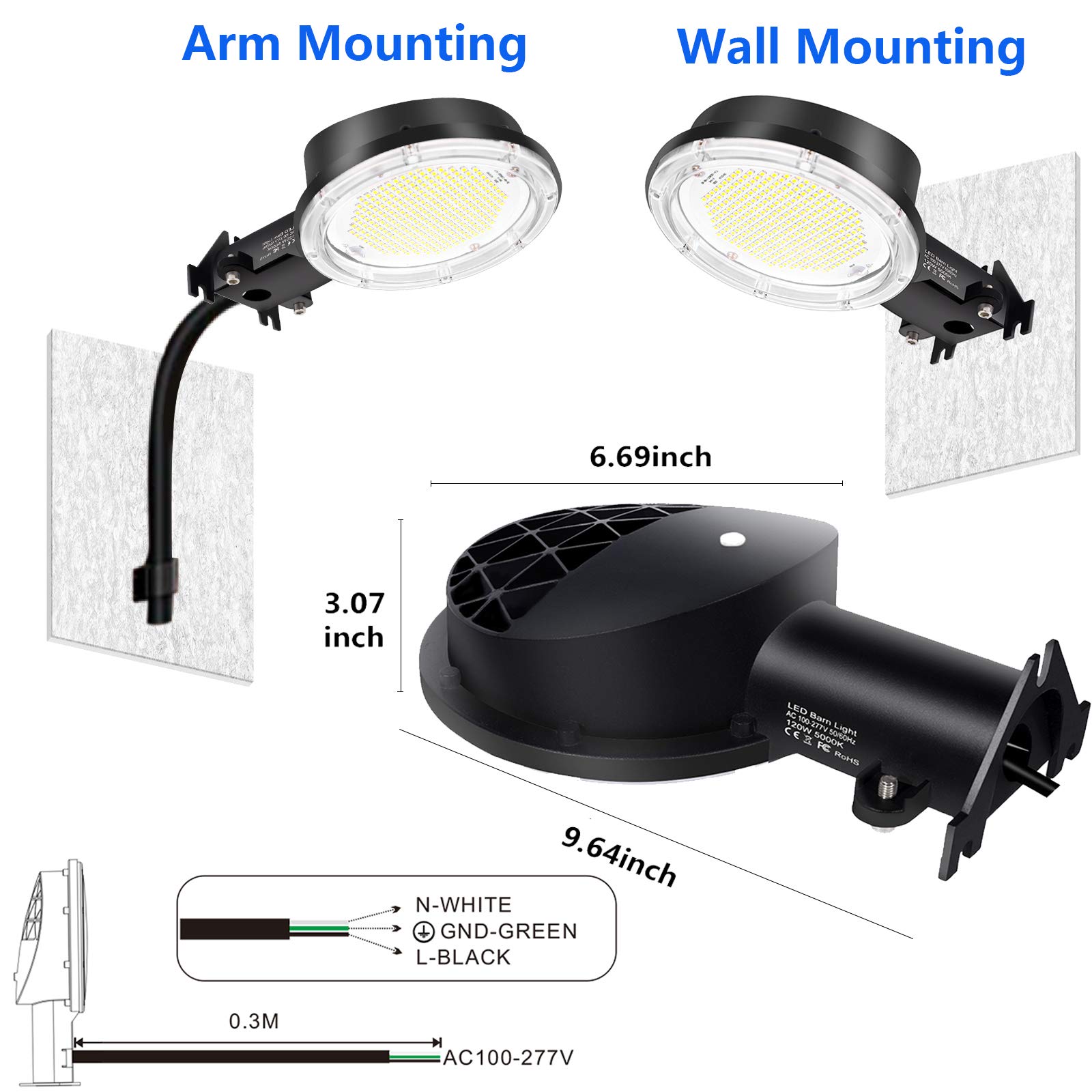 SERWING LED Barn Light 70W - Dusk to Dawn LED Outdoor Lighting, Super Bright 9900LM Security Yard Light (700W Incandescent Equiv.) 5000K Daylight IP65 Waterproof for Outdoor Street Area Lighting