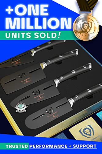 Dalstrong Charcuterie & Cheese Knife Set - 4-Piece - Gladiator Series Elite - Mini Cleaver, Serrated, Round-Tip, Forked Cheese Knives, G10 Garolite Handle, Sheath, NSF Certified