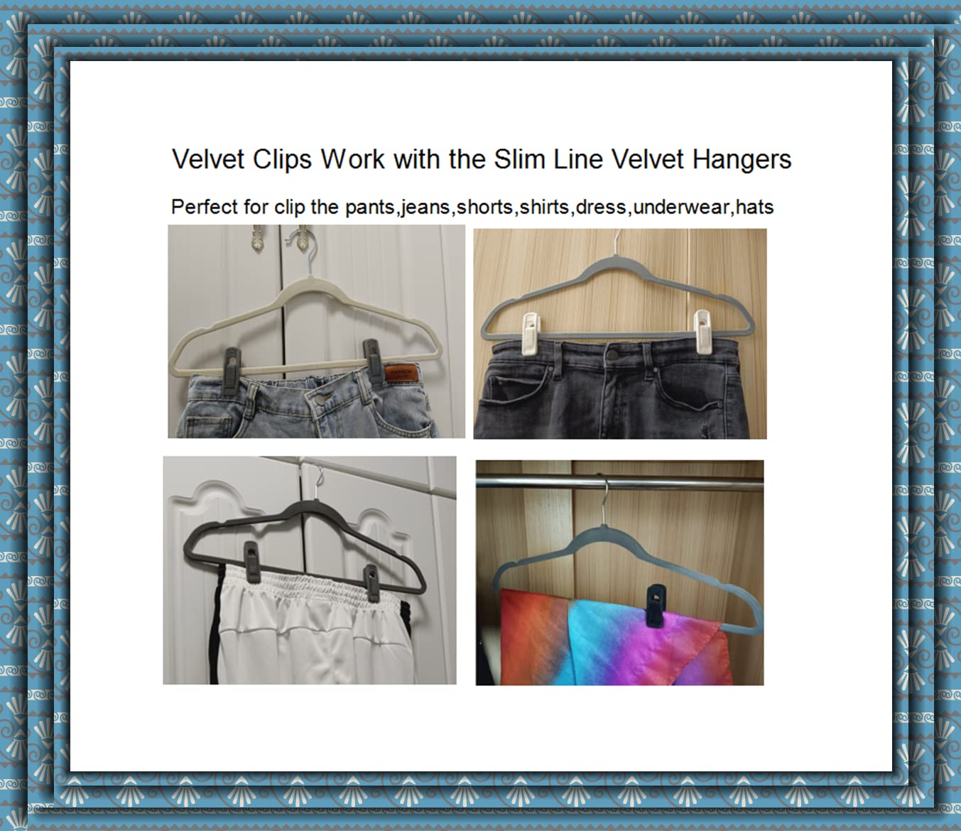20Pcs Velvet Hangers Clips,Pants Hangers Clips, Strong Finger Flocked Clips Perfect for Use with Slim-line Clothes Velvet Hangers,Clothes Pins (Black, 20PCS)