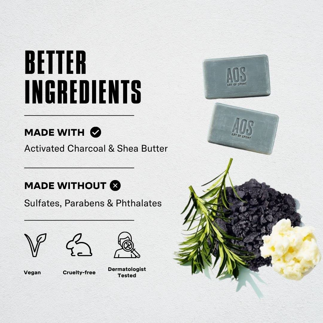 Art of Sport Body Bar Soap (2-Pack), Compete Scent, with Activated Charcoal, Tea Tree Oil, and Shea Butter, 3.75 oz