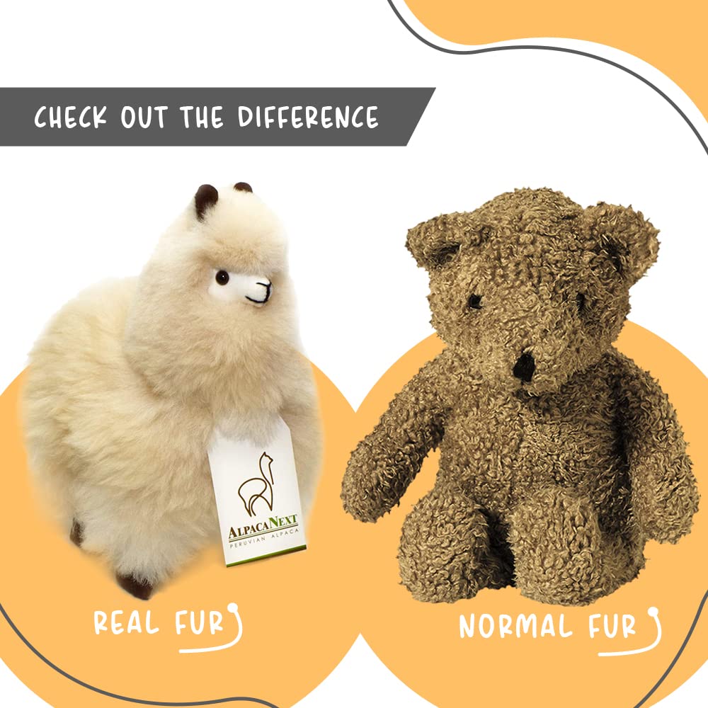 AlpacaNext Llama Stuffed Animal – 9 inch. Cute, Soft and Cuddly Alpaca Plush Toy Handcrafted on Real Alpaka Natural Fur (9 inches, Beige)