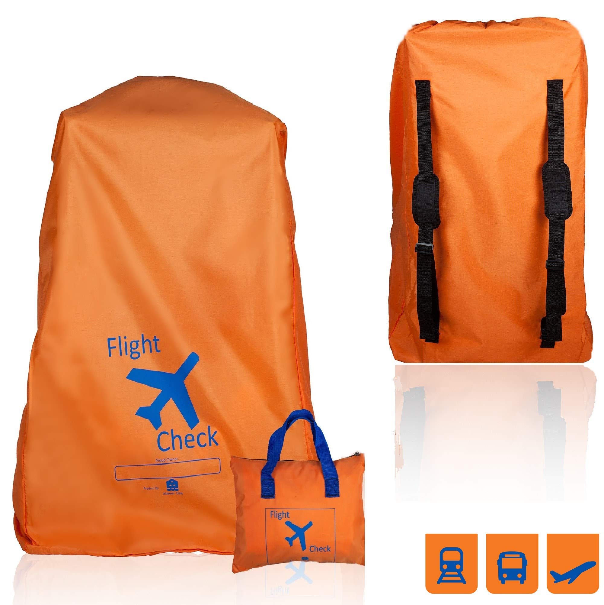 Alnoor USA Gate Check Bag for Single & Double Stroller Travel Bag for Air Plane | Extra Large & Ultra Durable - Includes Padded Shoulder Straps for Comfort & Durability With Pouch β Bonus E-Book