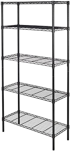 5-Shelf Adjustable, Heavy Duty Storage Shelving Unit (350 lbs Loading Capacity per Shelf), Steel Organizer Wire Rack, Black (36Lx14Wx72H), (SL-SUAM-116)